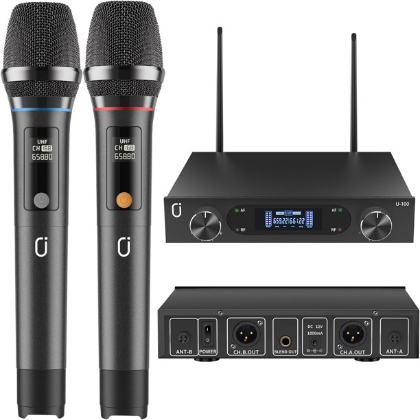 JYX Wireless Microphones System Set, Professional UHF Dynamic Microphone for Singing, Speech, PA ...