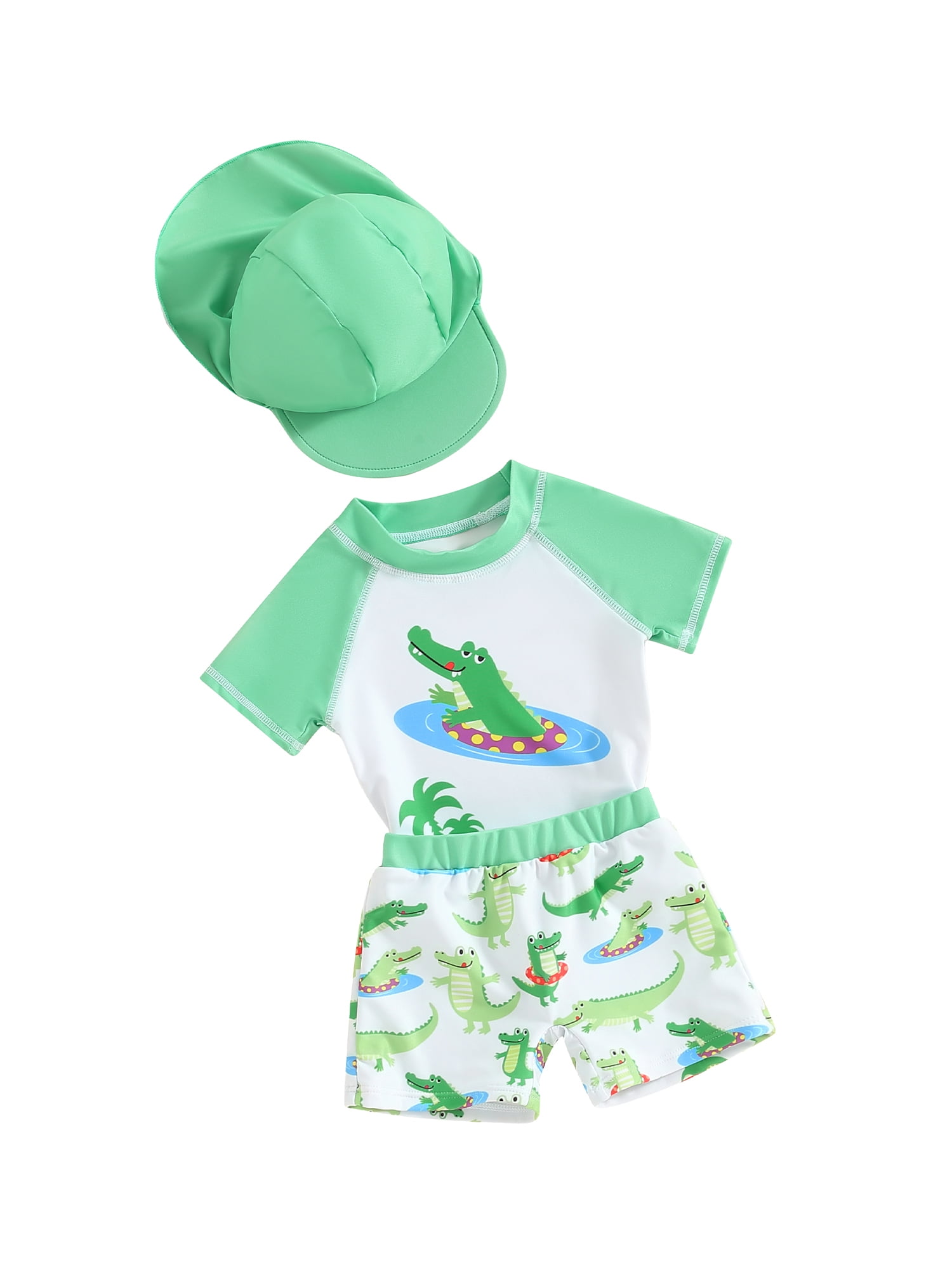 JYYYBF Baby Boys Rash Guard Set, Shark Crocodile Print Short Sleeve Top ...