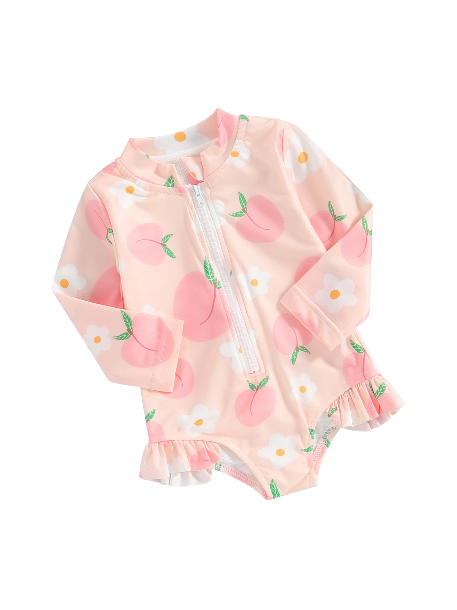JYYYBF Baby Girl Swimwear Summer Fruit Print Ruffle Long Sleeves ...