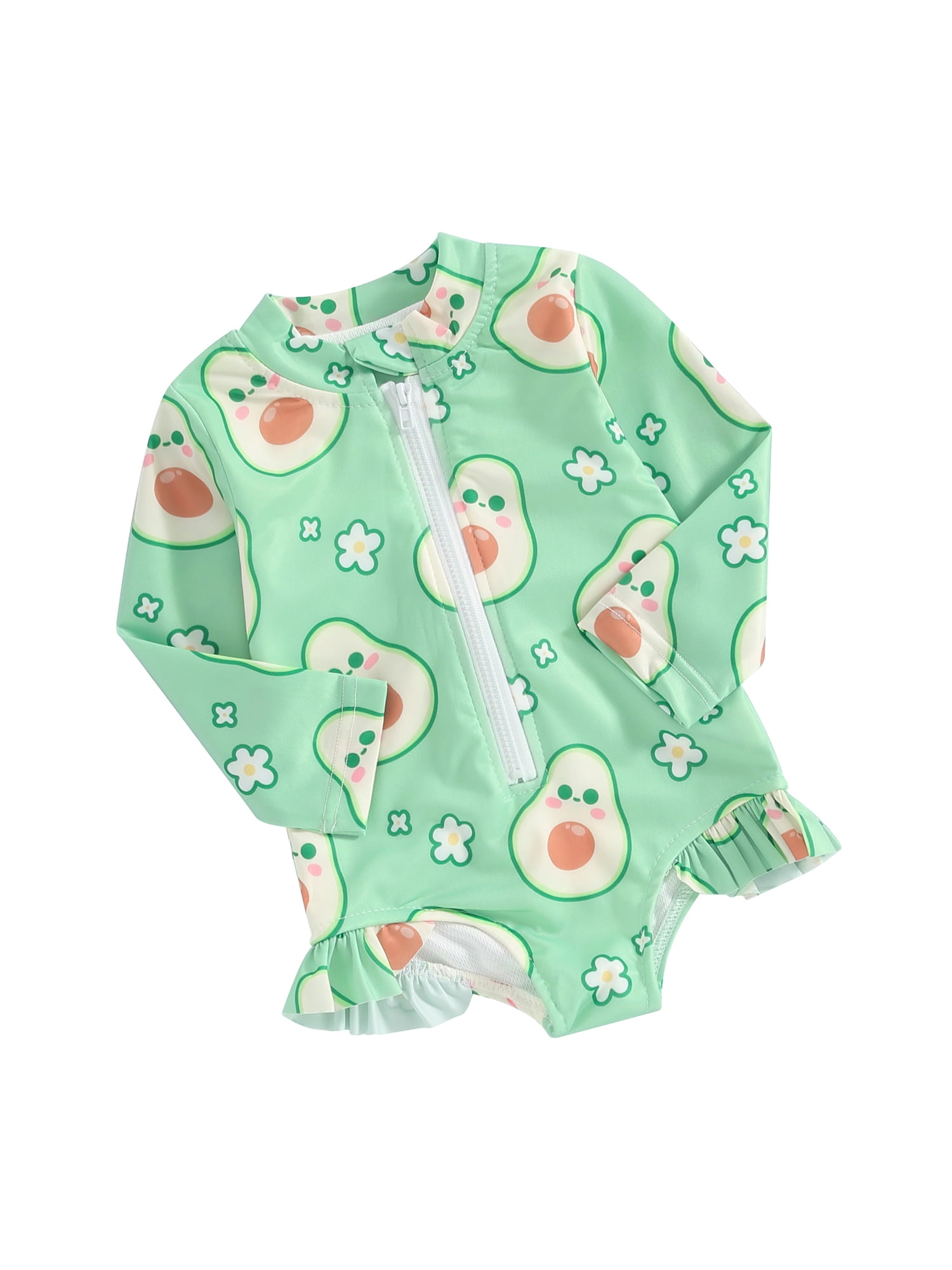 JYYYBF Baby Girl Swimwear Summer Fruit Print Ruffle Long Sleeves ...