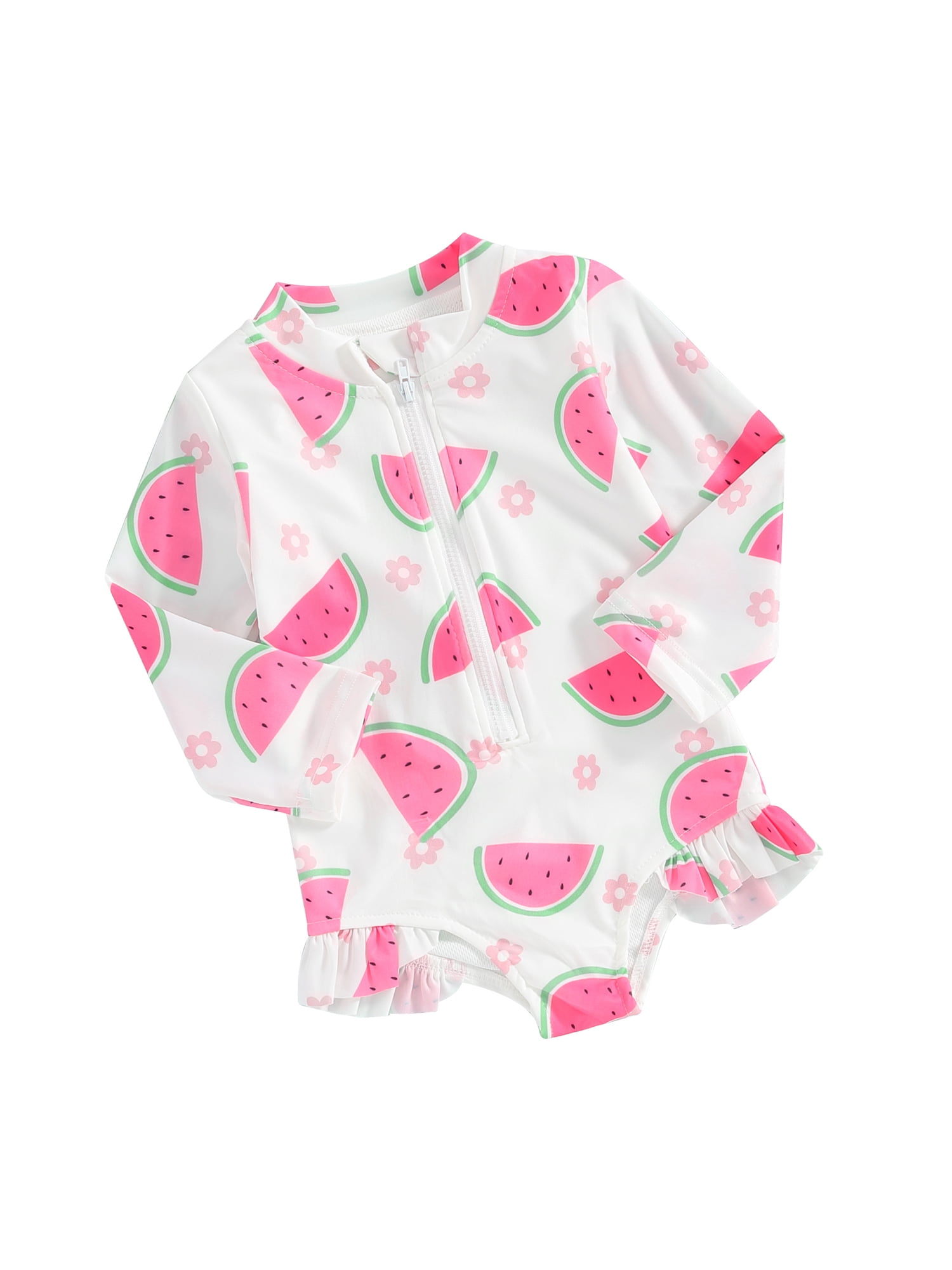 JYYYBF Baby Girl Swimwear Summer Fruit Print Ruffle Long Sleeves ...