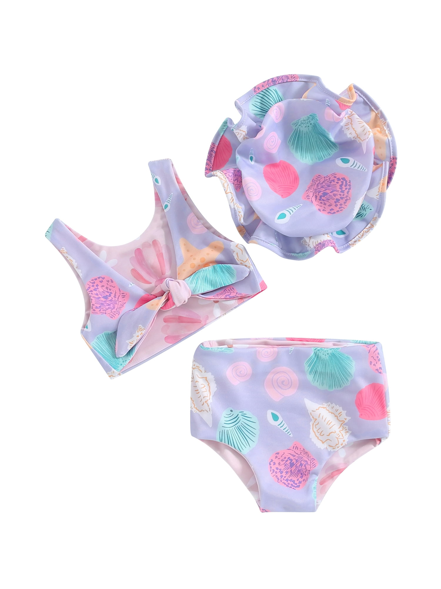 JYYYBF Girls Beach Swimwear 3 Piece Swimsuits Shell Print Vest Shorts ...