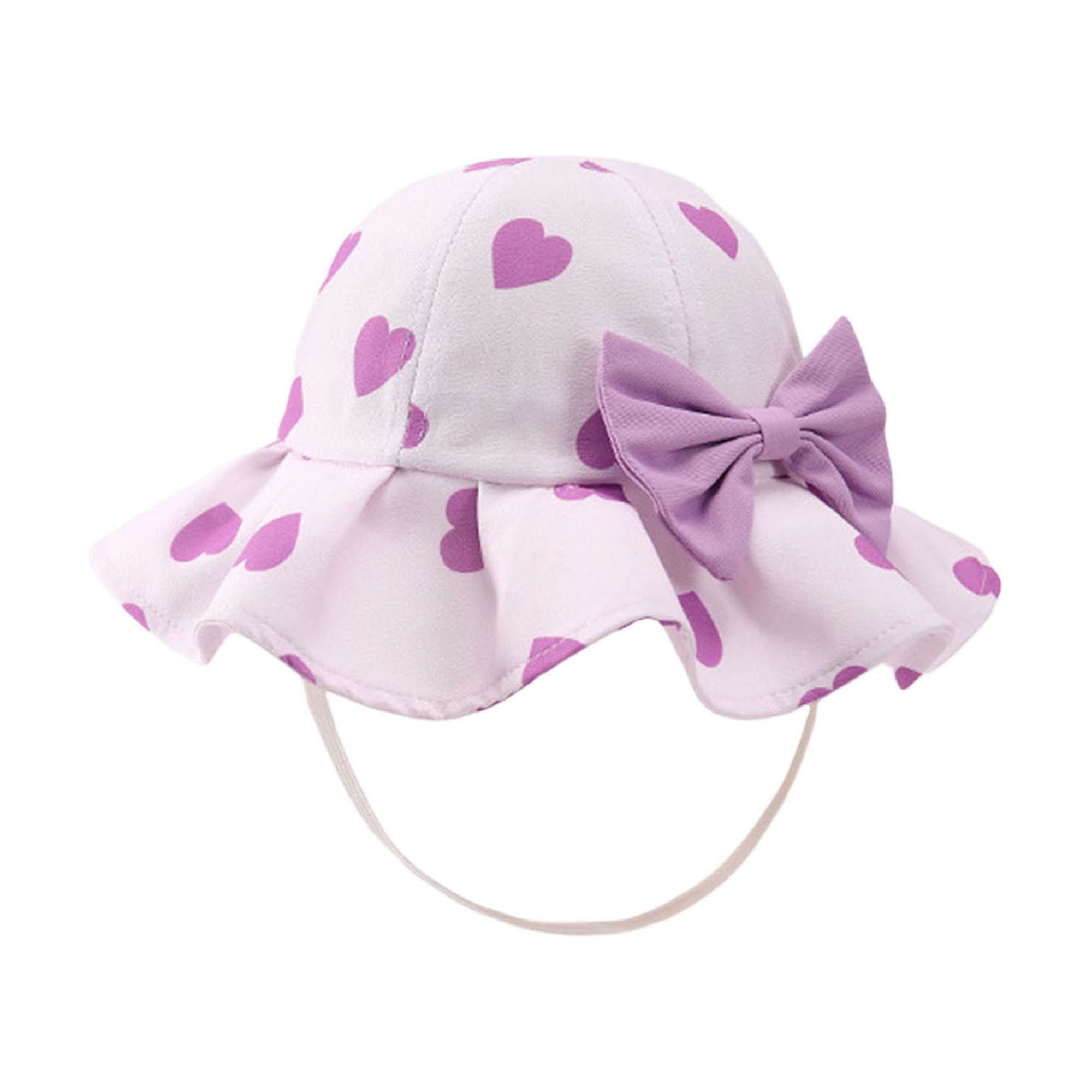 JYYYBF Kids Girl Bucket Hat Heart Print Cute Bow Summer Beach Sun Hat ...