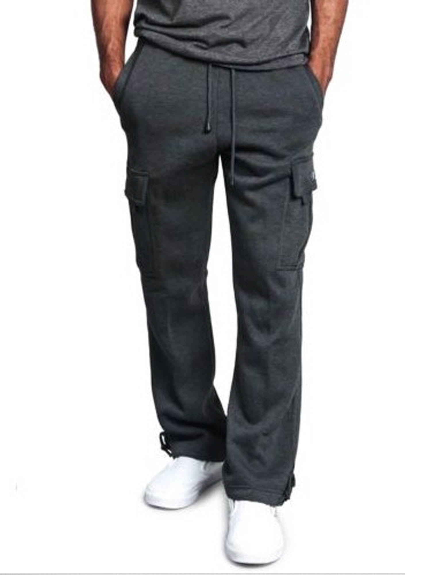 JYYYBF Men's Dark Grey Fleece Jogger Pants, Straight Leg, Heavy Weight ...