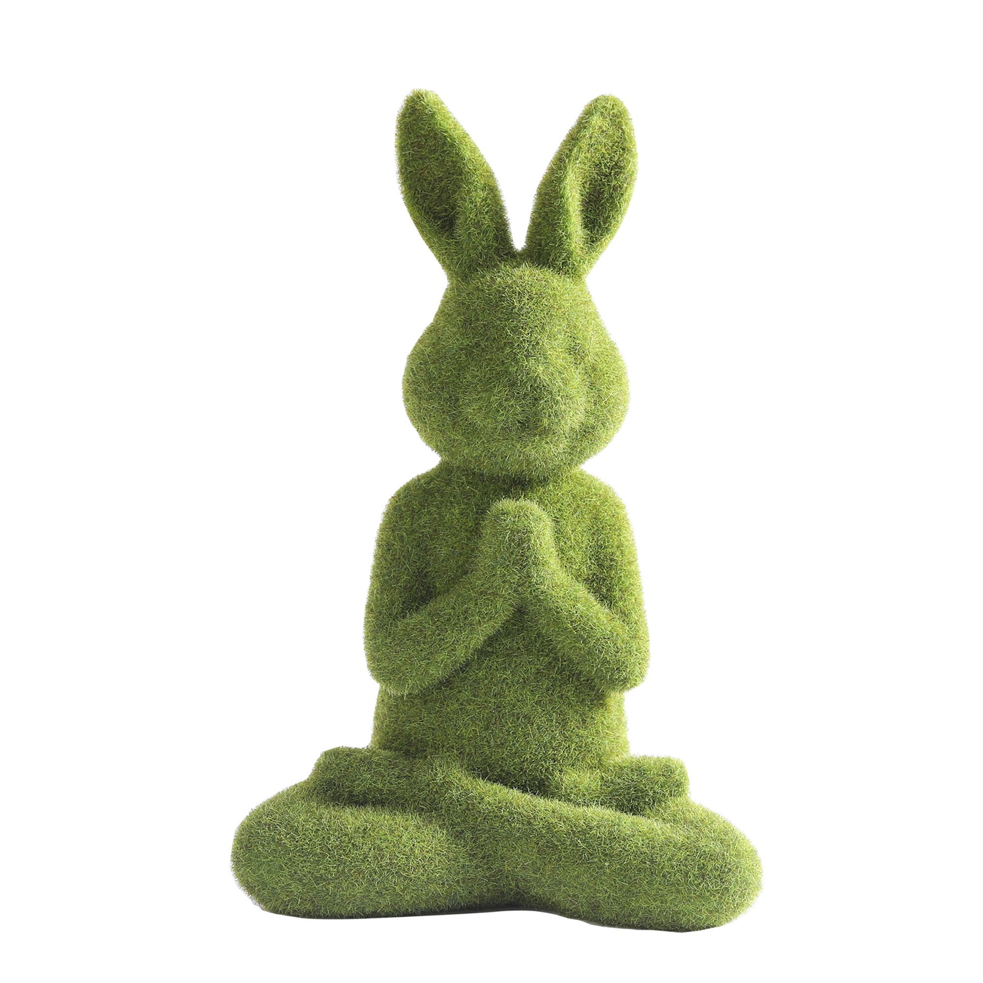 JYYYBF Moss Meditation Bunny Figurine Easter Furry Flocked Bunny Green ...