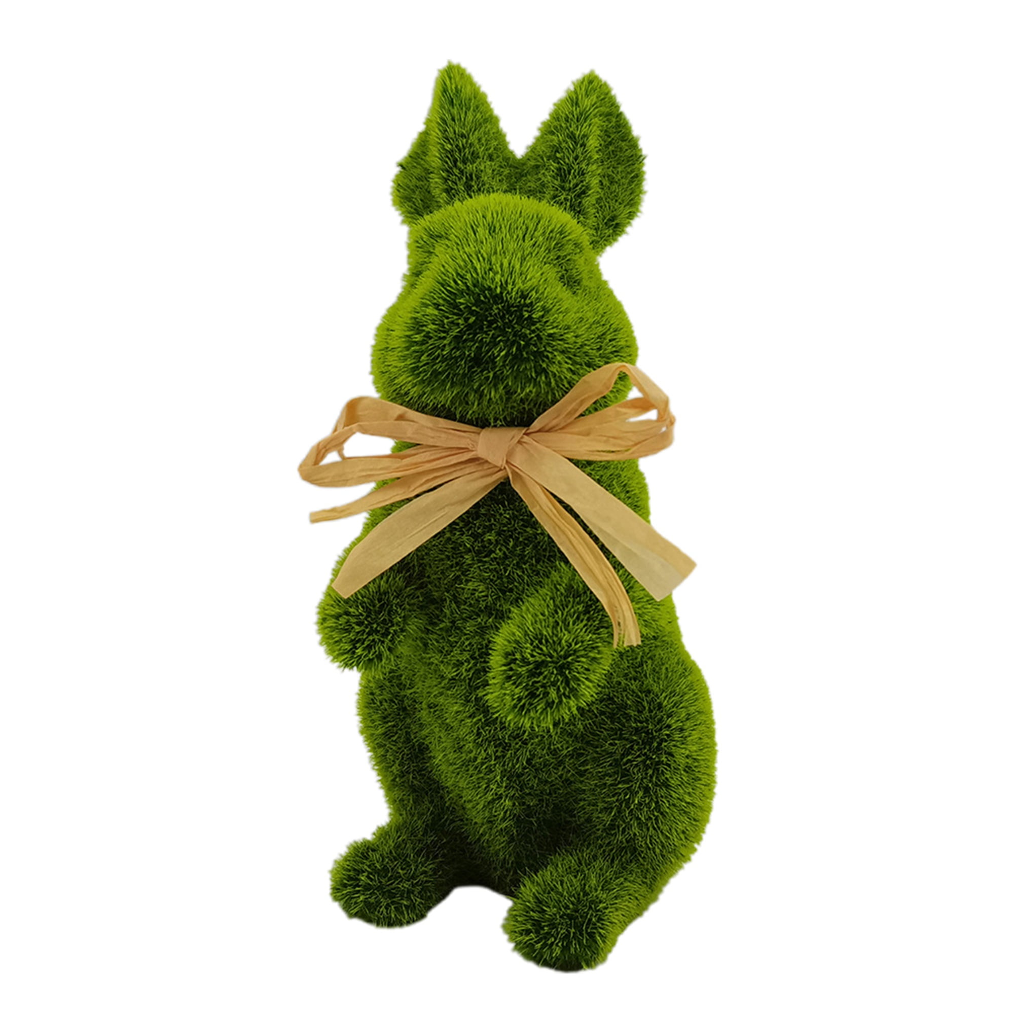 JYYYBF Resin Moss Bunny Figurine Easter Furry Flocked Bunny Green ...