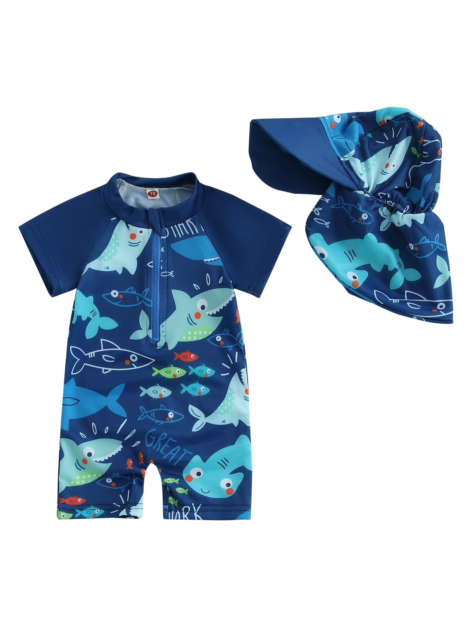 JYYYBF Toddler Boys Rash Guard Swimsuit Playsuits Shark Print Zipper ...