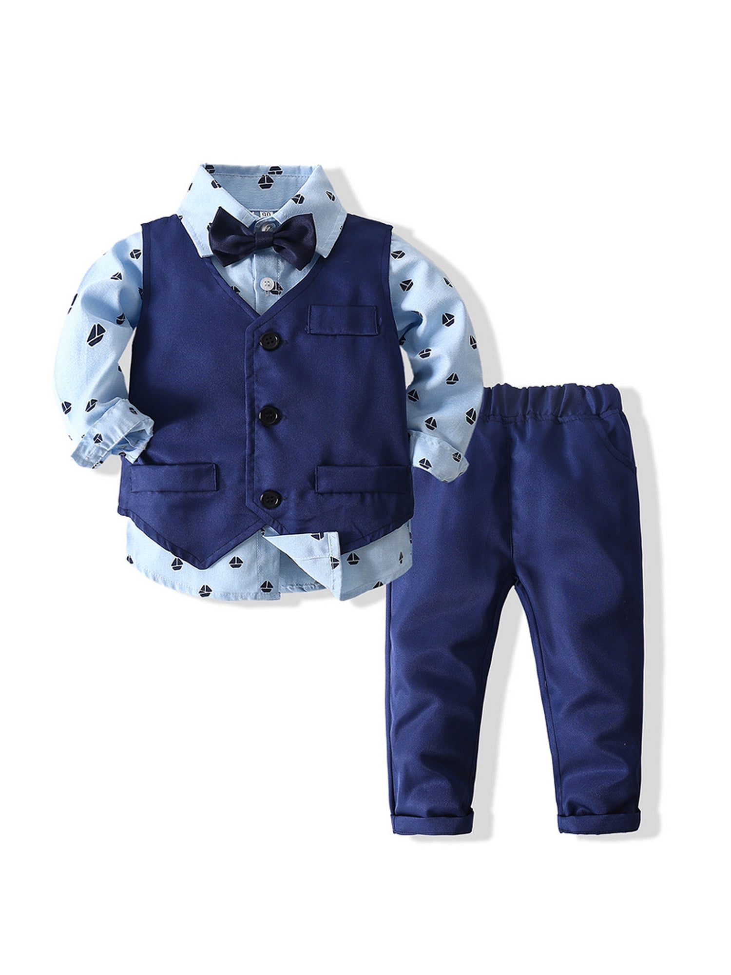 JYYYBF Toddler Kids Boys Clothes Gentleman Outfits Long Sleeve Sailboat ...