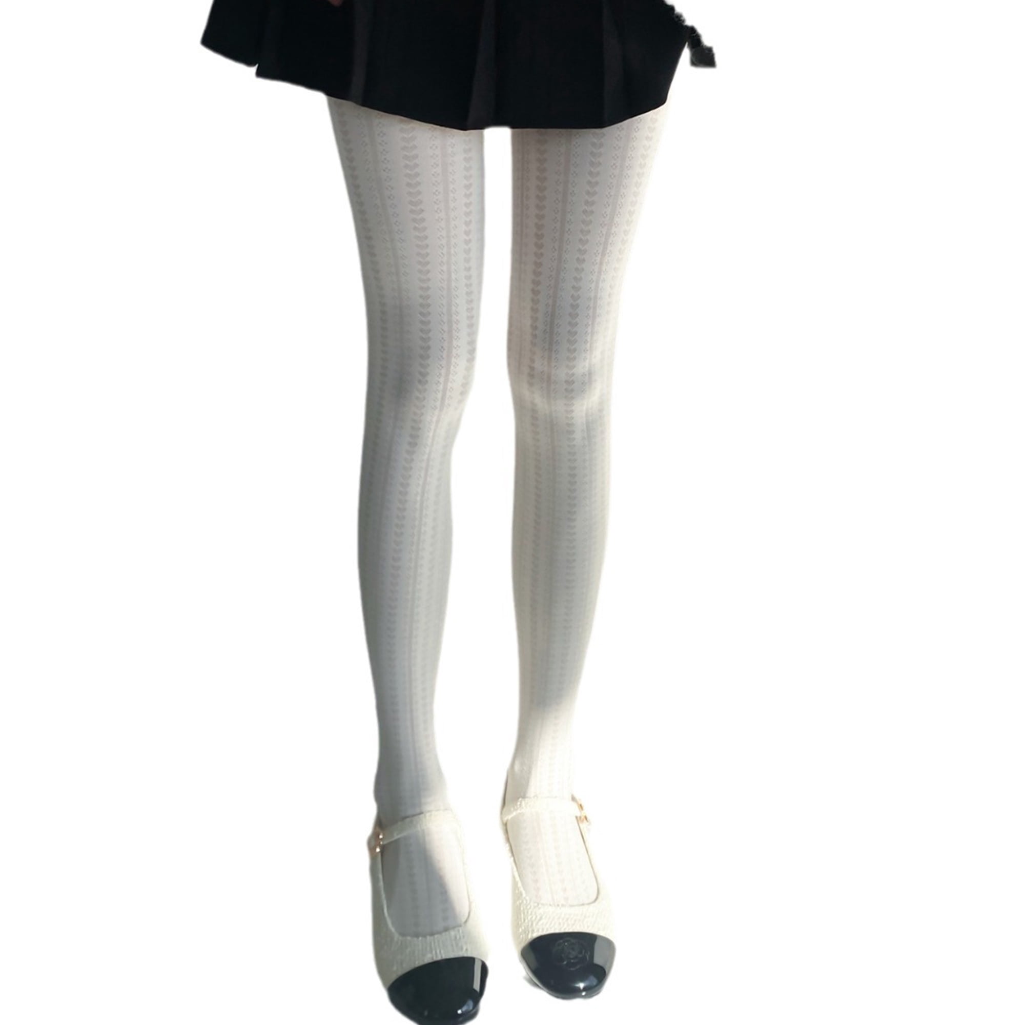 JYYYBF Women Heart Patterned Tights Cute Elastic Waist Footed Pantyhose ...