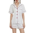 JYYYBF Women’s 2 Pcs Pajamas Set Short Sleeve Cherry Print Button Up ...
