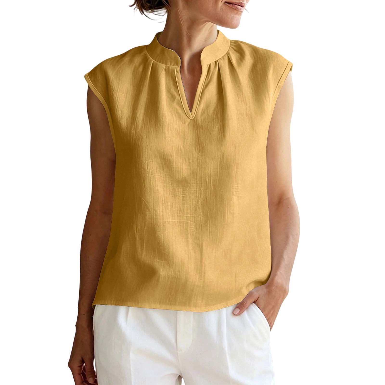 JYnXIANTI Women's Summer Tank Tops V Neck Sleeveless T-Shirts Casual ...