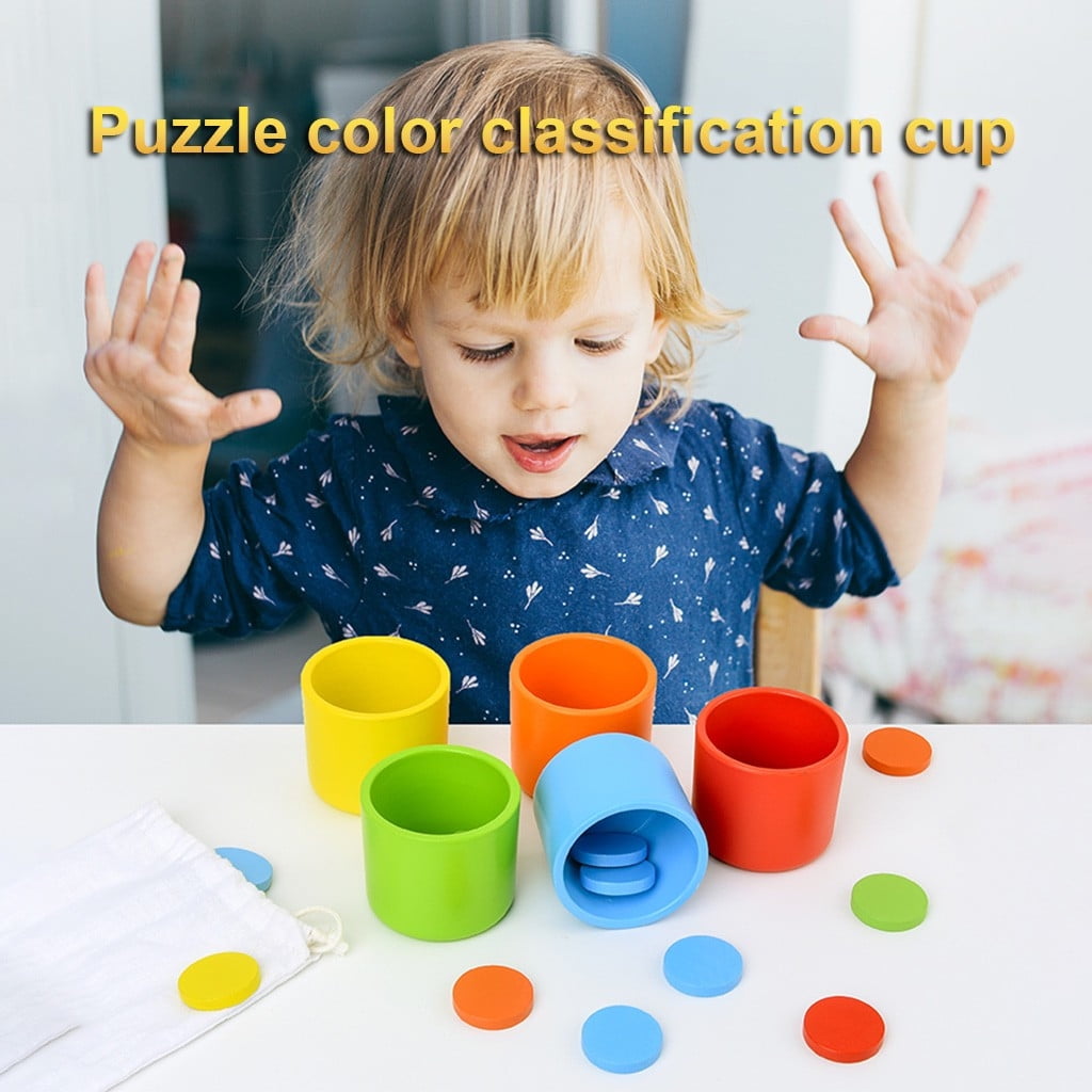 JZCHUNTOY Color Sorting Cups Wooden Tabletop Game – Educational ...