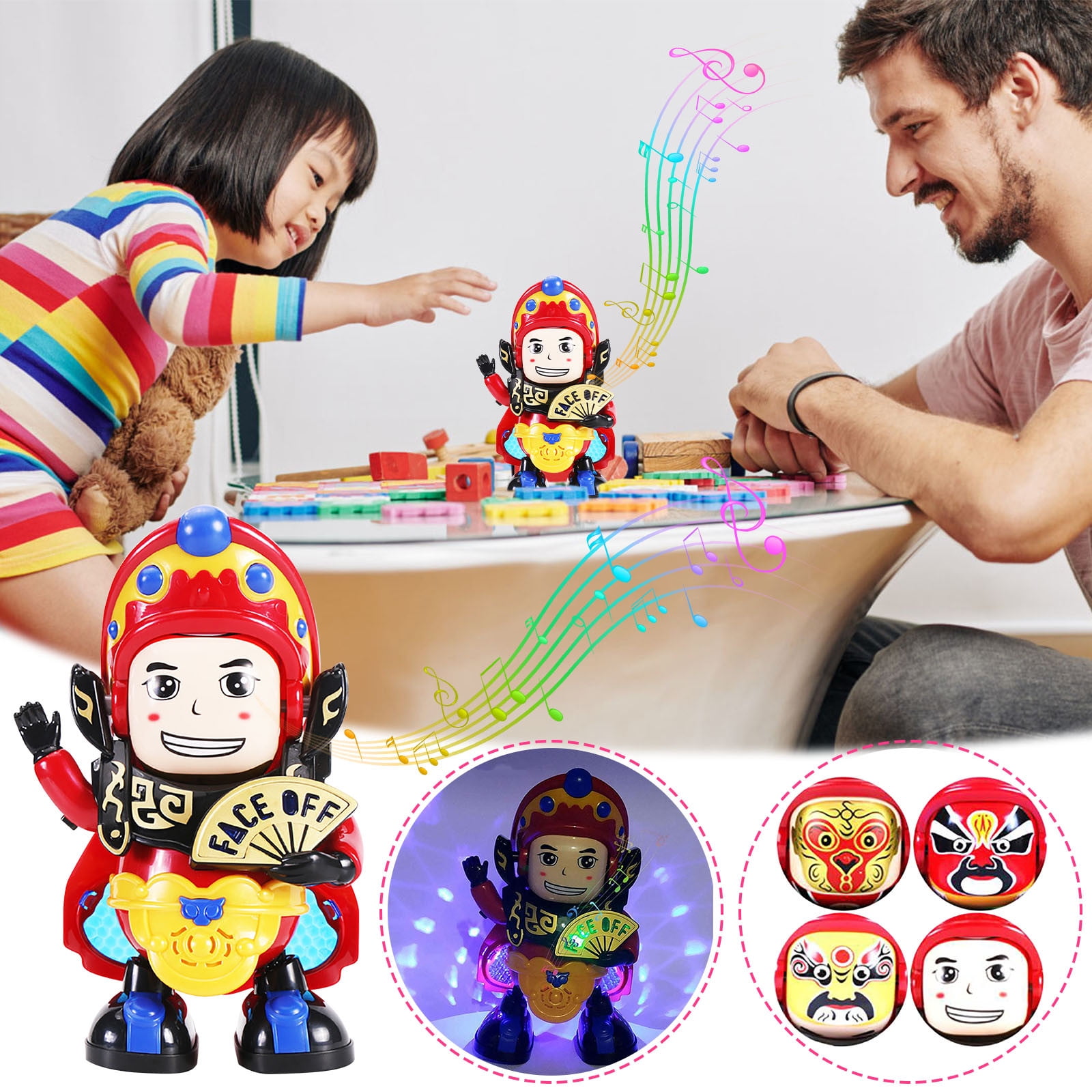 JZCHUNTOY Electric Face-Changing Robot Toy – Singing, Dancing & Light ...