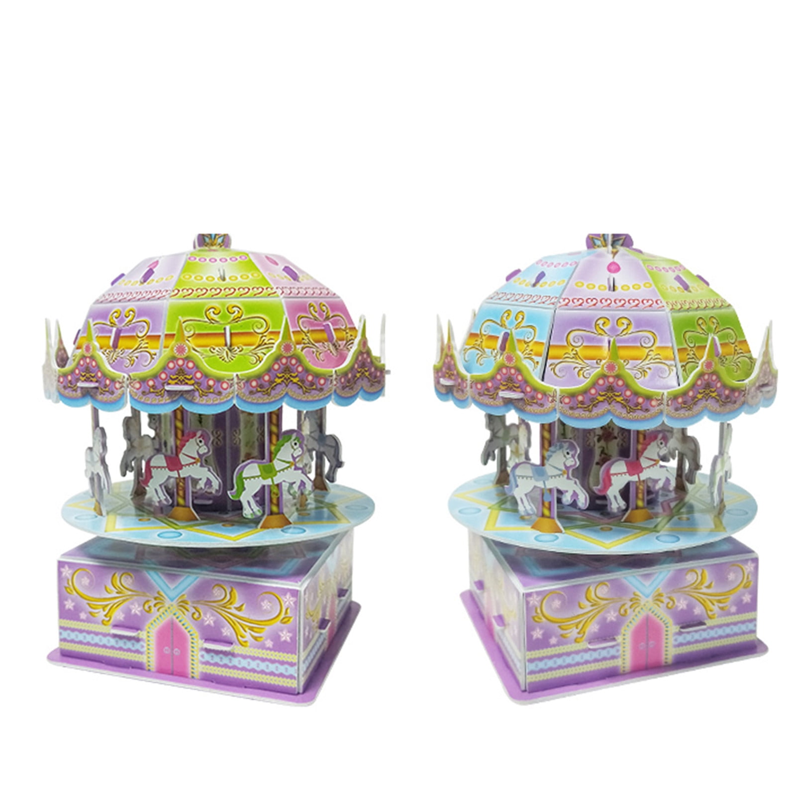 JZCHUNTOY Kids’ DIY Carousel Music Box Puzzle Building Model – Fun ...