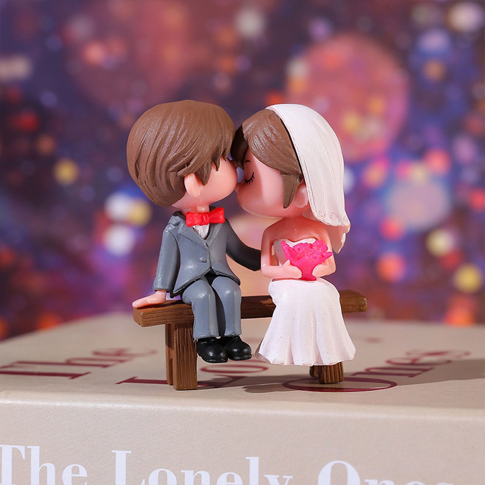 JZCHUNTOY Landscape Cartoon Wedding Couple on Stool Figure, Plastic ...