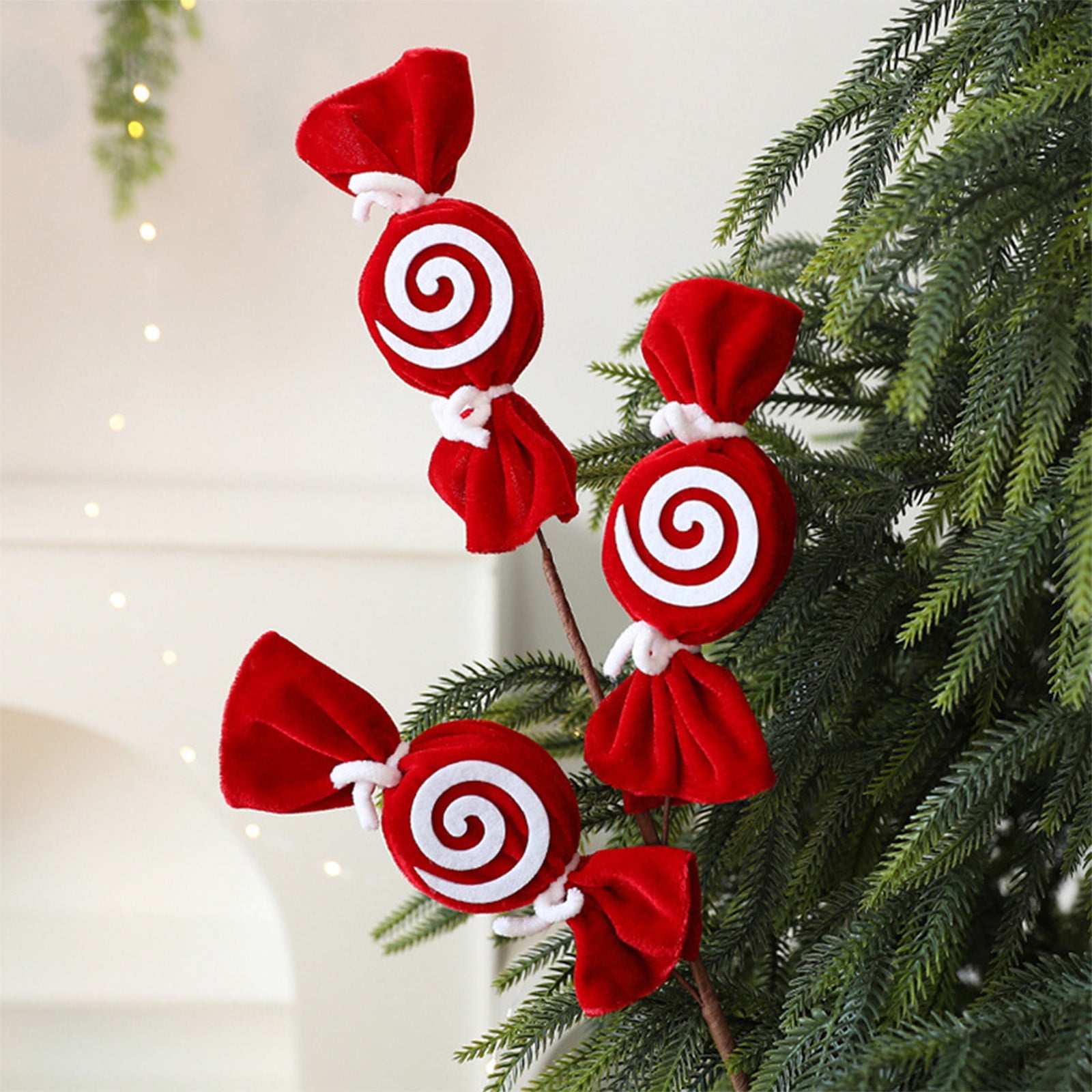 JZCHUNTOY Red And White Striped Velvet Christmas Candy Cuttings ...