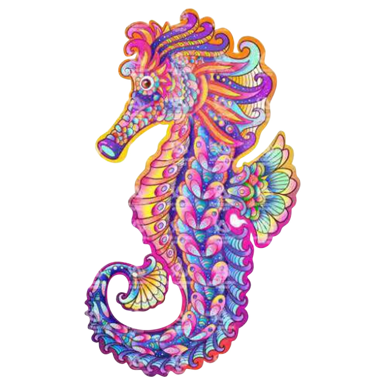 JZCHUNTOY Vibrant Seahorse - Wooden Puzzle Unique Shape 3D Puzzle for ...
