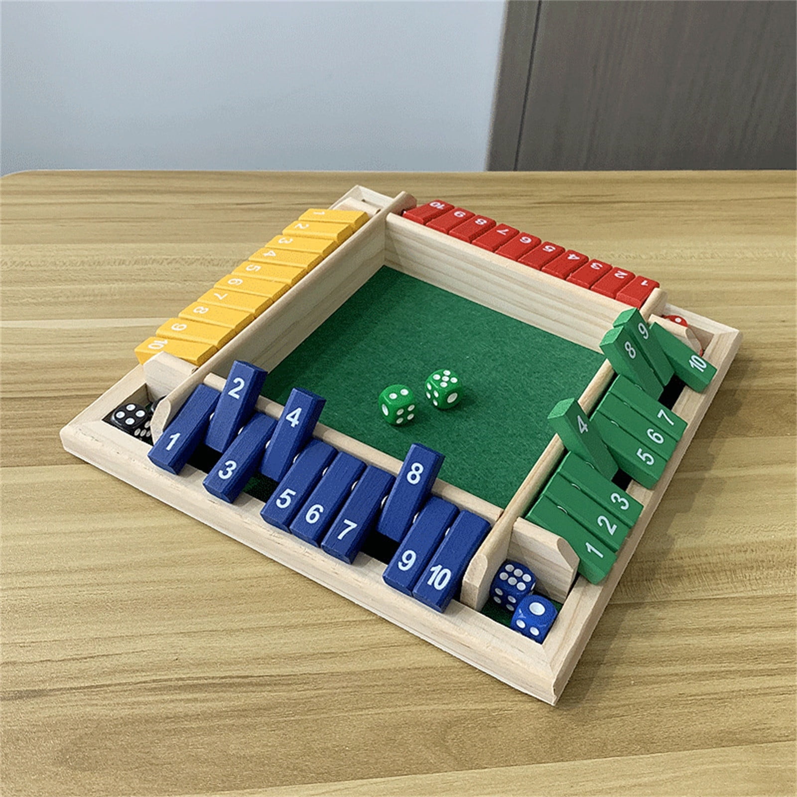 JZCHUNTOY Wooden 4-Player Digital Flip Card Game – Red Numeral Edition ...