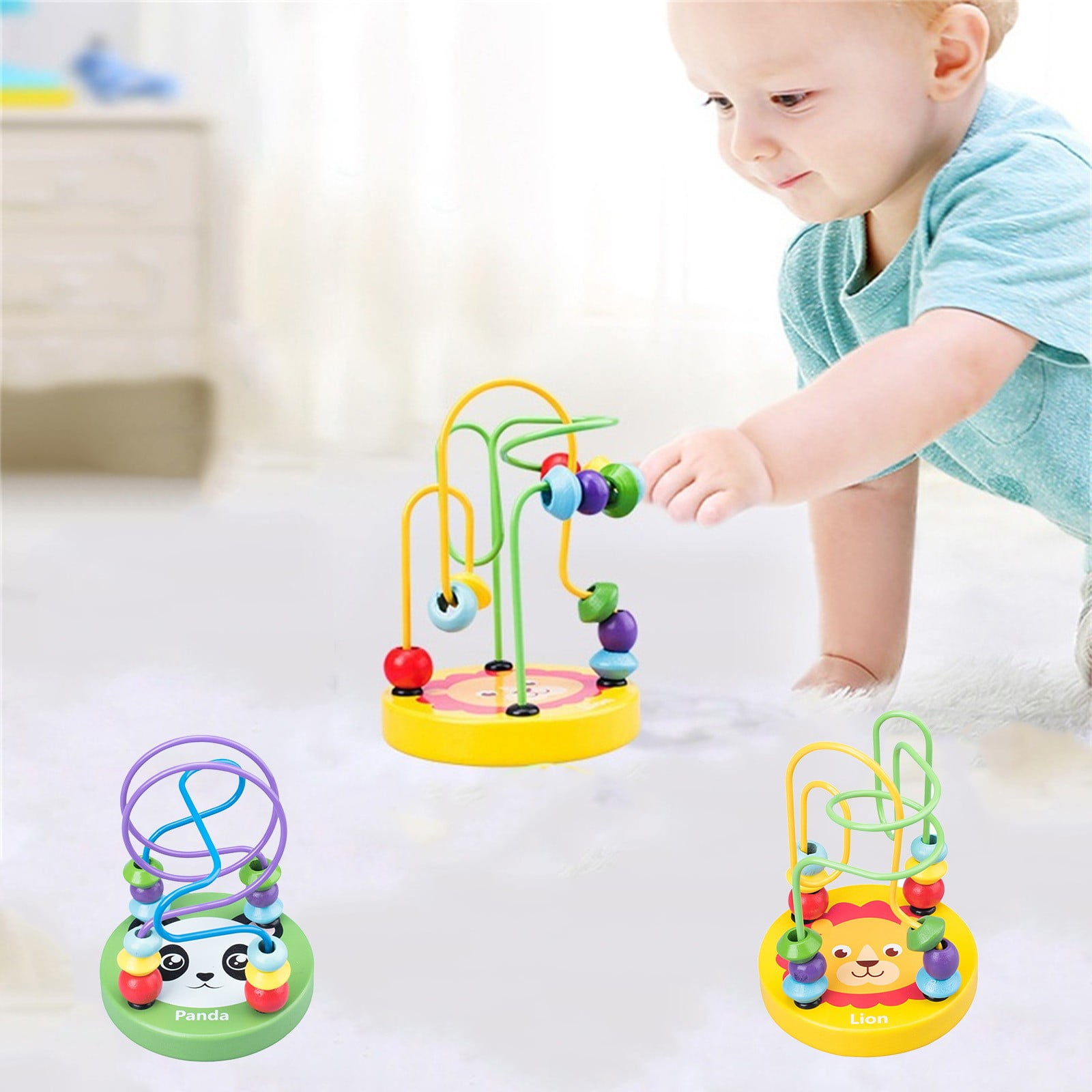 JZCHUNTOY Wooden Cartoon Bead Stringing Toy for Toddlers – Educational ...
