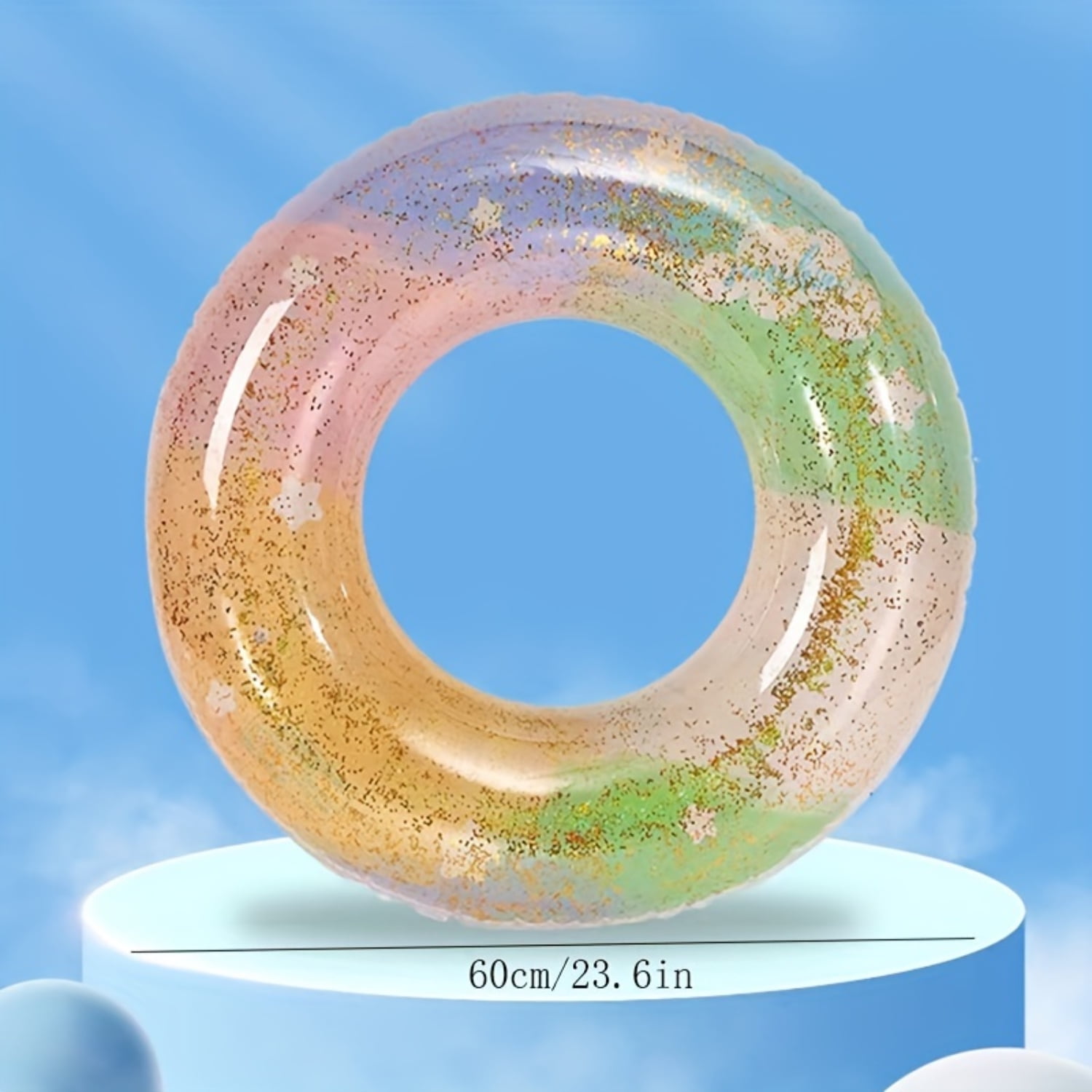 JZJDEWLO 1pck Transparent Glitter Swimming Pool Float Tube Inflatable ...