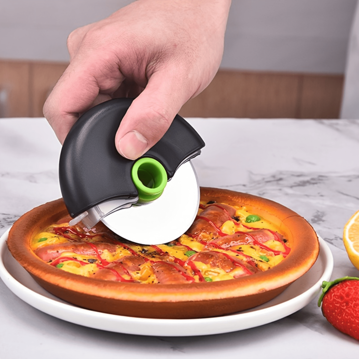 JZJDEWLO Premium Stainless Steel Pizza Cutter - Effortless Cleaning ...