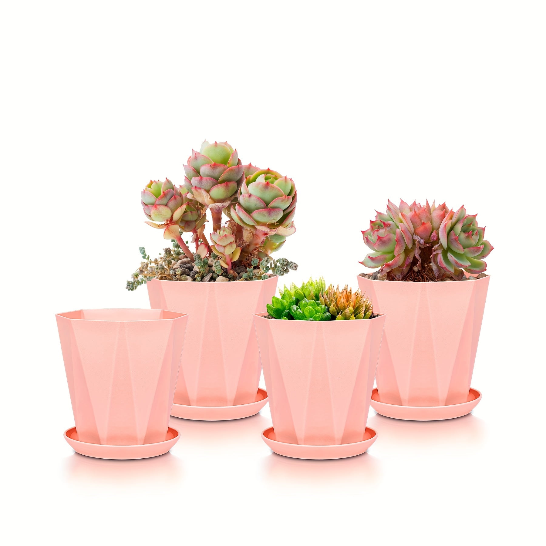 JZLSWL Beautiful Patterned Plastic Flower Pots with Drainage Holes ...