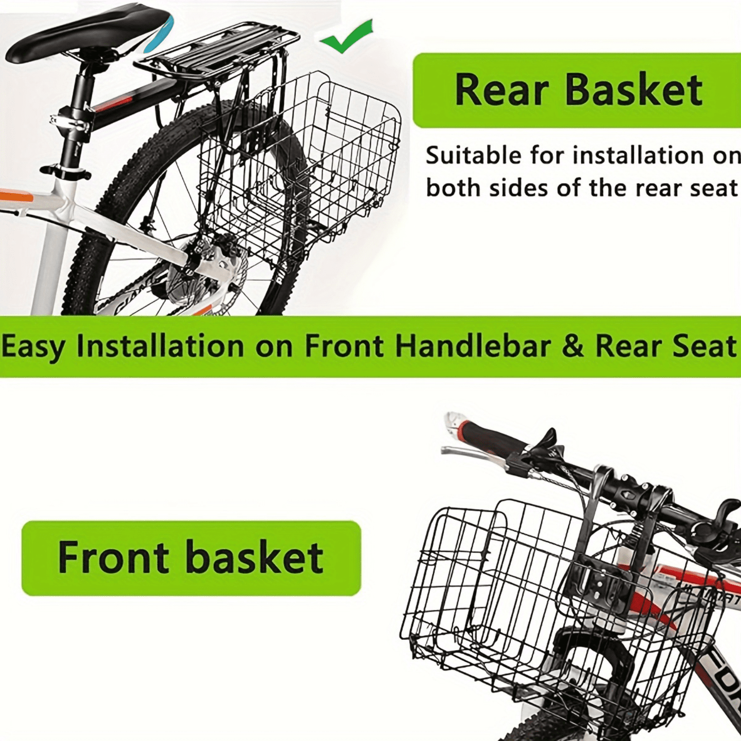 JZLSWL Secure and Versatile Easy-Mount Wire Mesh Folding Bike Basket ...