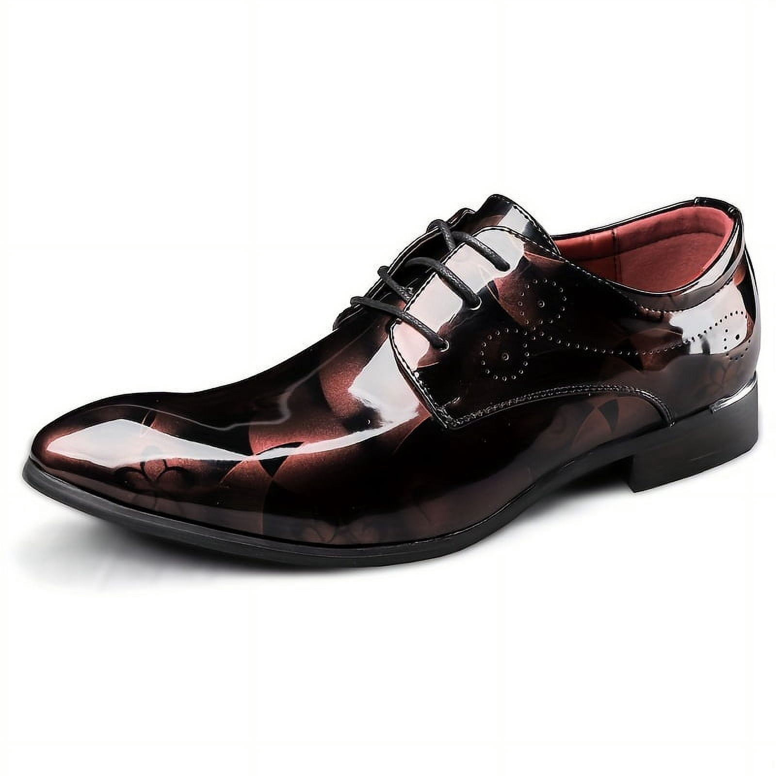 JZLSWL Stylish Men‘s Formal Dress Lace-up Front Faux Patent Derby Shoes ...