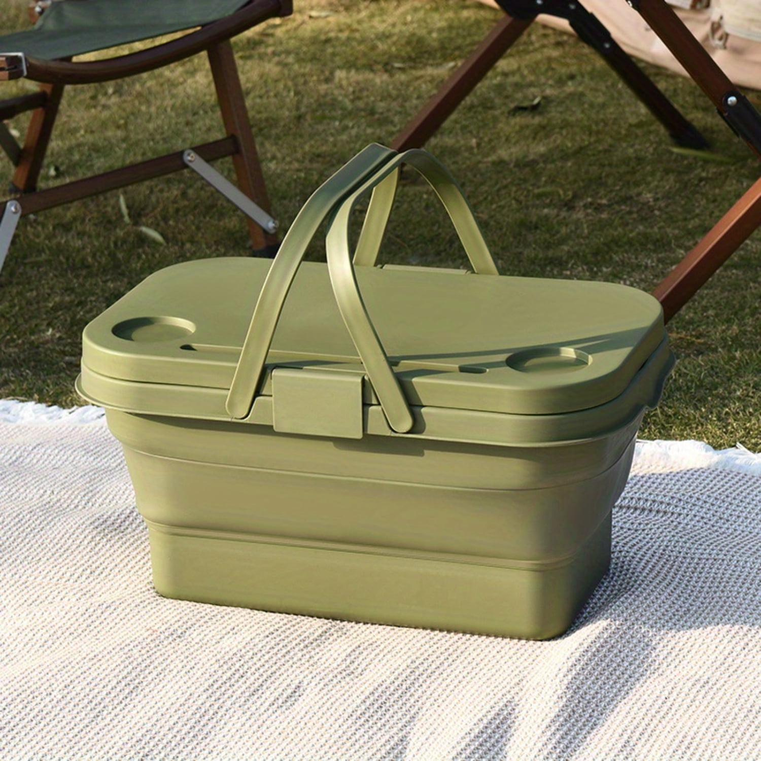 JZMQWL Large Capacity Portable Heavy Duty Foldable Picnic Basket with ...