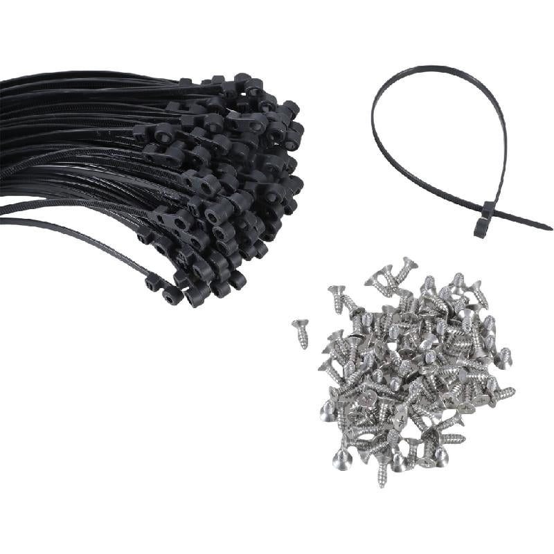 JZROCKER 100pcs 12 inches Black Ties Cable Ties with Screw Mounting ...
