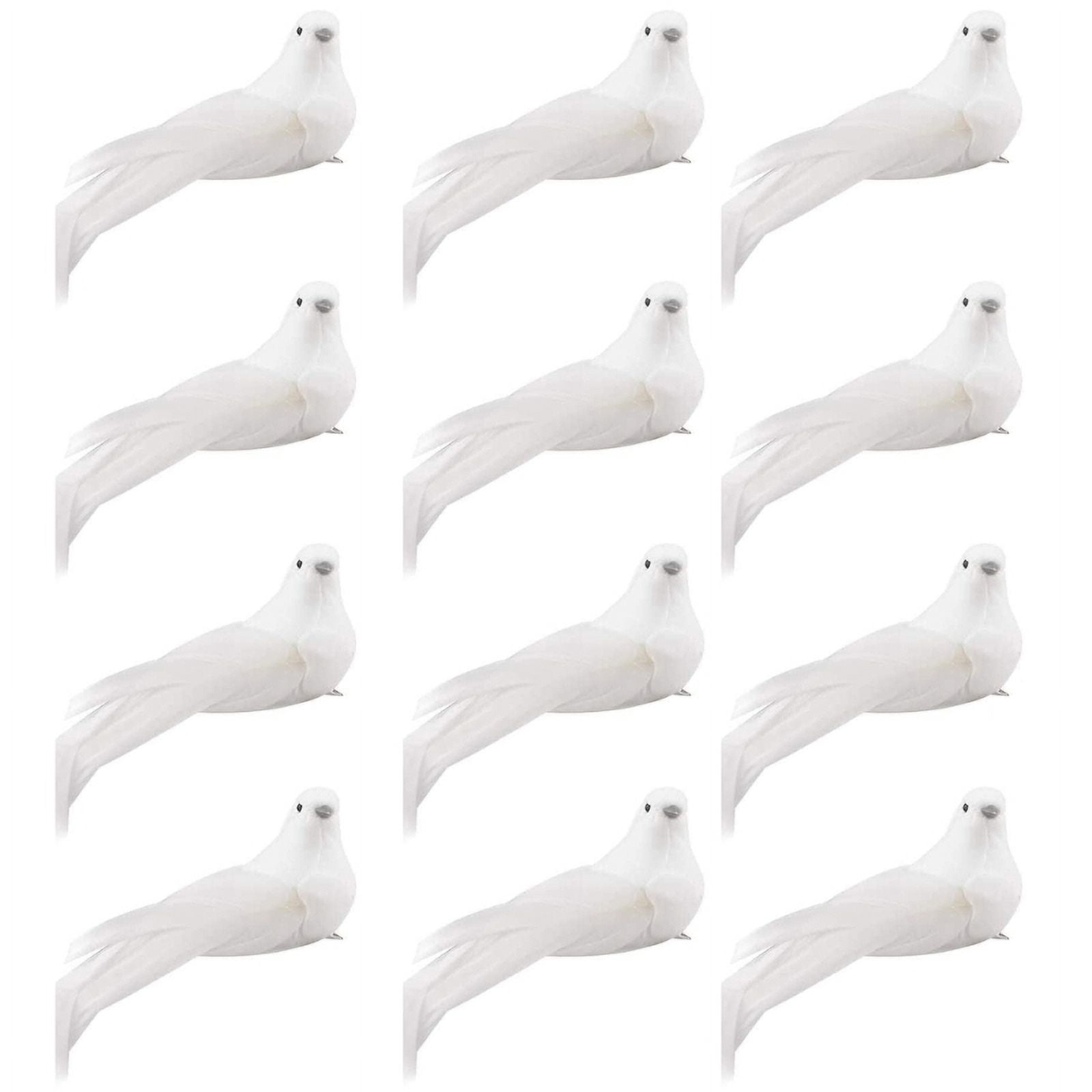 JZROCKER 12 Pcs Fake Doves Artificial Foam Feather Birds with Clip Fake ...