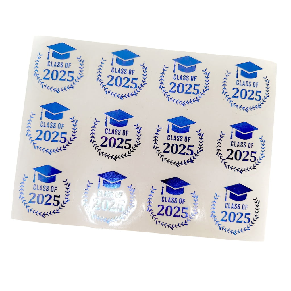 JZROCKER 120Pcs Gold Foil Graduation Hat Sticker 40mm Adhesive PET ...