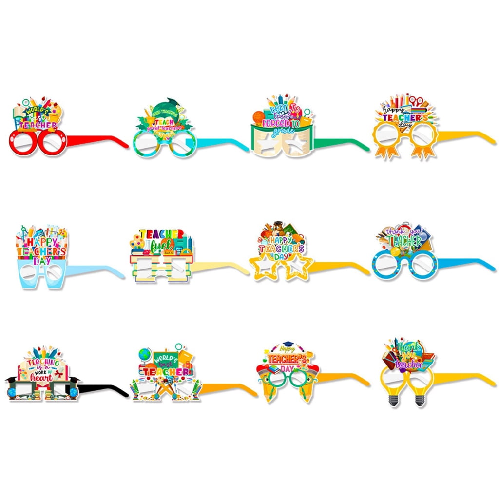 JZROCKER 12PCS Paper Eyeglasses School Event Props for Teacher ...