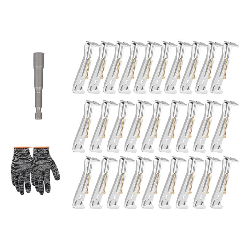 JZROCKER 28Pcs Gutter Hangers with Screws and Clamps Quick Screw Gutter ...