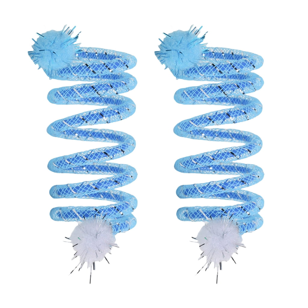 JZROCKER 2Pcs Flexible Coils Spring Cats Toy with Plush Ball Bright ...