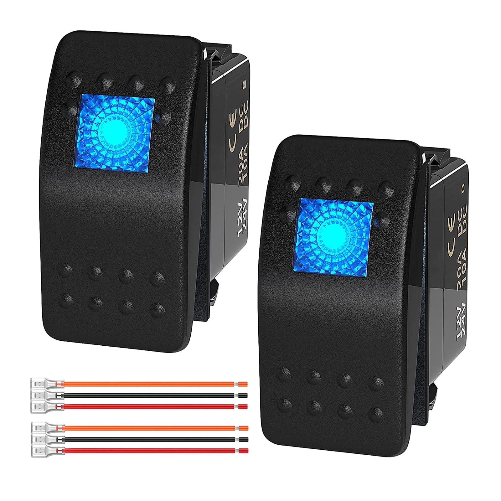 JZROCKER 3 Pin On/Off Power Button Toggle Switch Sockets Control Panel LED Light for Car ...