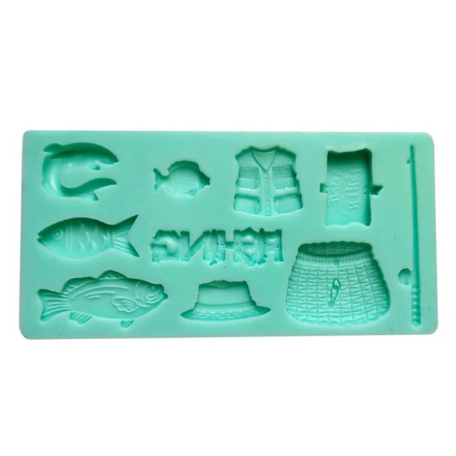 JZROCKER 3D Fondant Cute Fishing Set Shape Chocolate Candy Mold Polymer ...