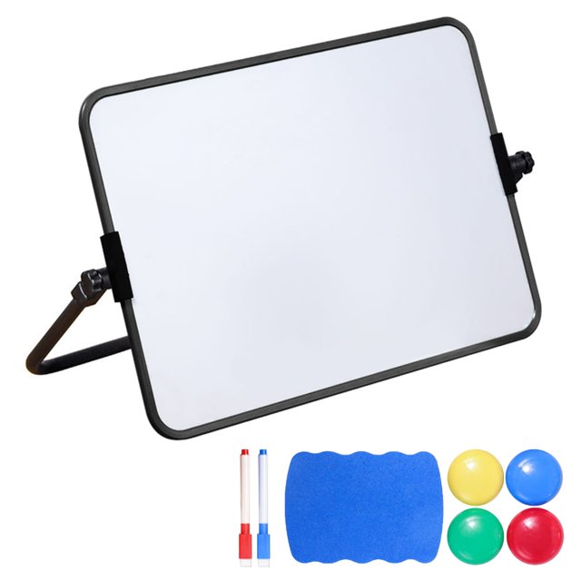 JZROCKER Dry Erase Small Magnetic Desktop A4 Whiteboard with Stand, 2 ...