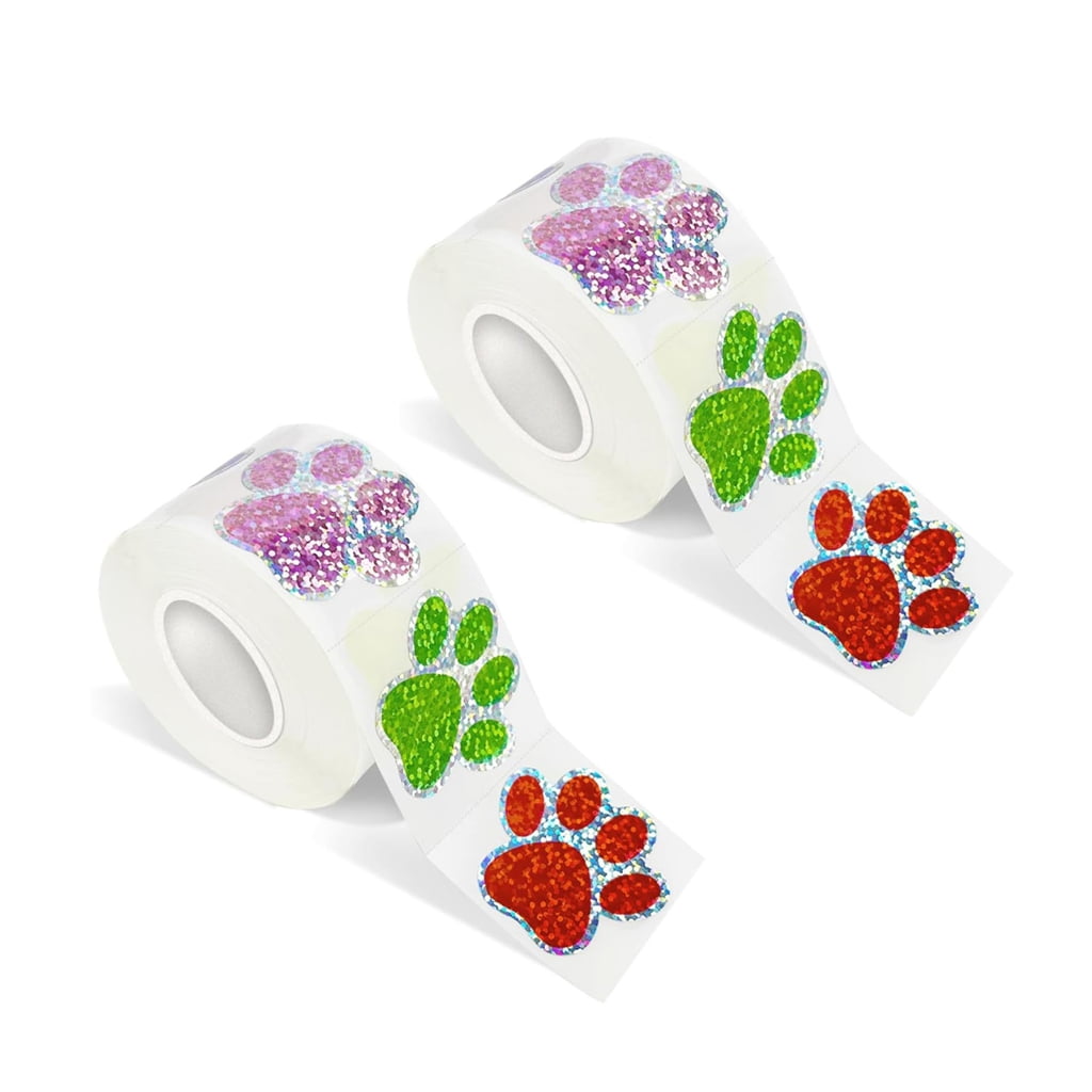JZROCKER Glitter Dog Paw Stickers Sealing Labels Gift Wrapping Labels ...
