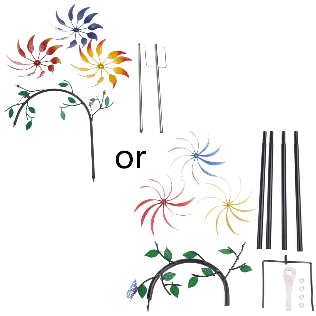 JZROCKER Large Metal Wind Spinner with Three Spinning Flowers ...