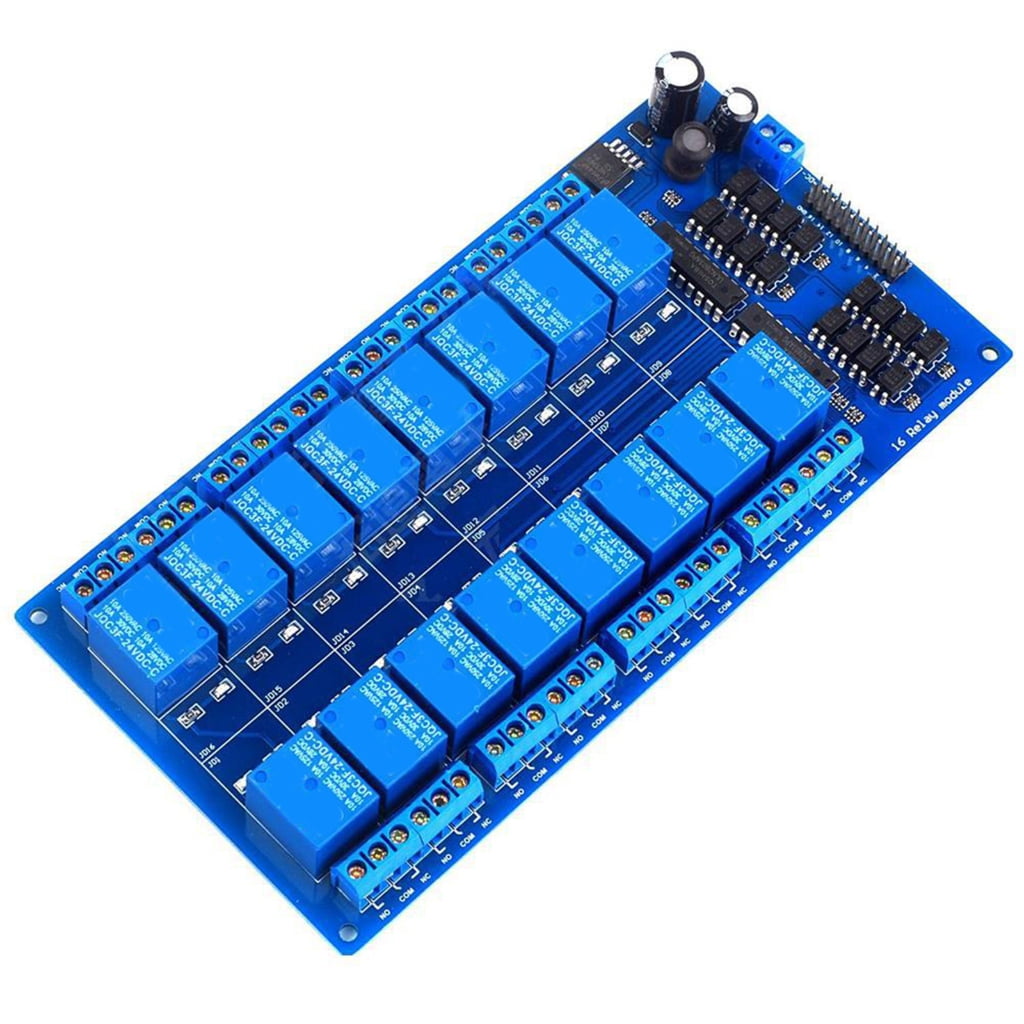 JZROCKER Relays Module Board 16 Channel 24V Efficient Power Supply with Optocoupler Isolation ...