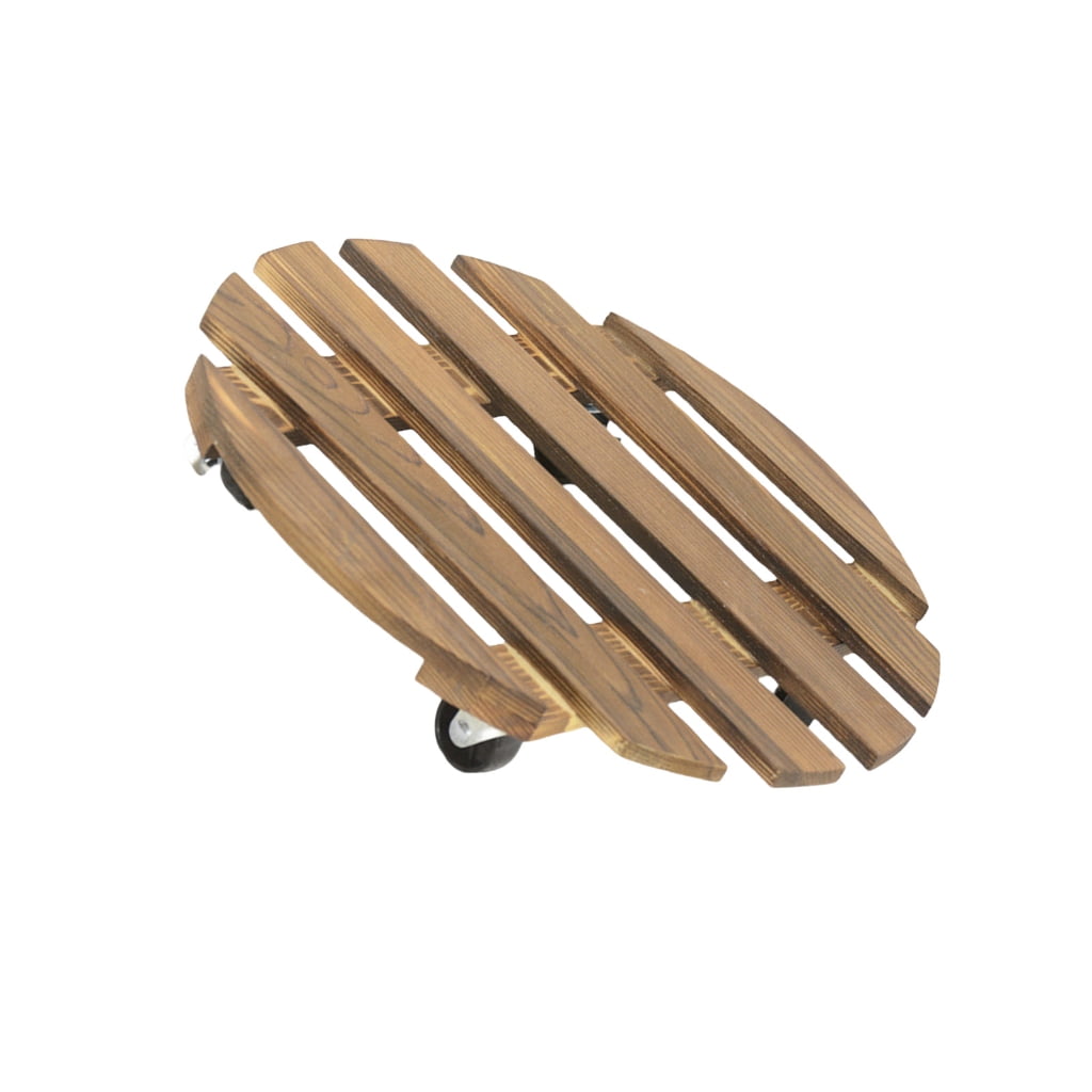 JZROCKER Rolling Wood Planter Potted Plant Stand with Pots Rack Indoor ...