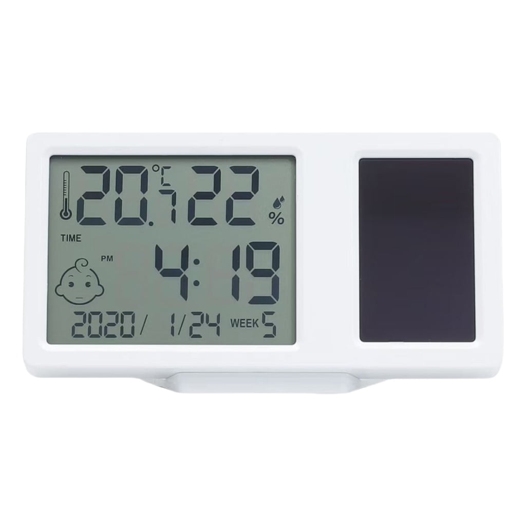JZROCKER Solar Power Temperature Humidity Measurement Meter with Time ...
