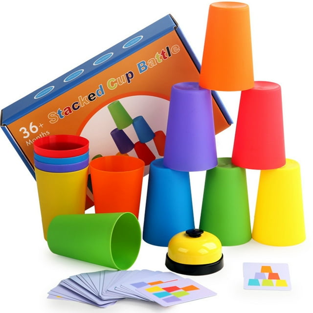JZROCKER Stack Cups Game with 50 Different Logic Training Cards for ...