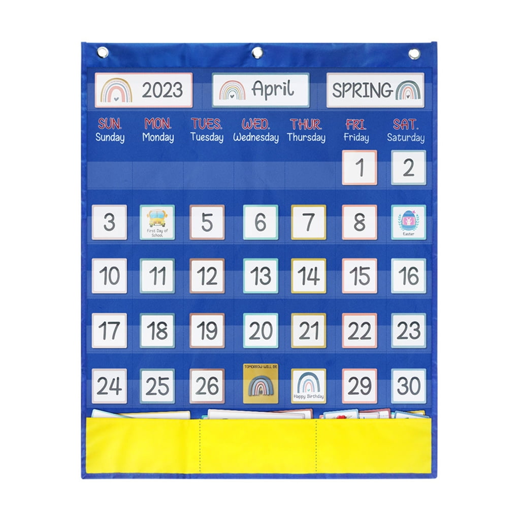 JZROCKER Teaching Calendar Pocket Chart, 20.07x23.62In Classroom Wall ...