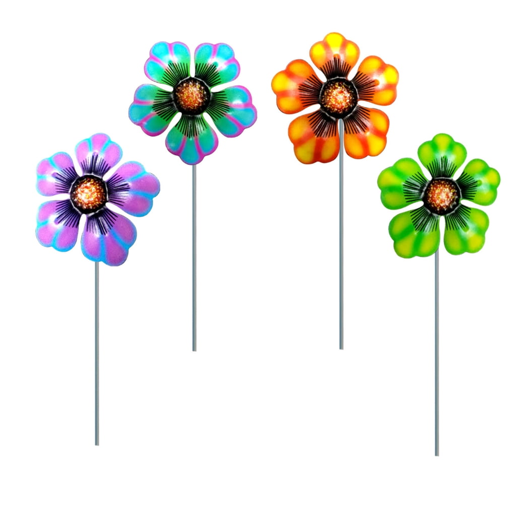 JZROCKER Wrought Iron 4 Color Flower Garden Stake Metal Garden Sign ...