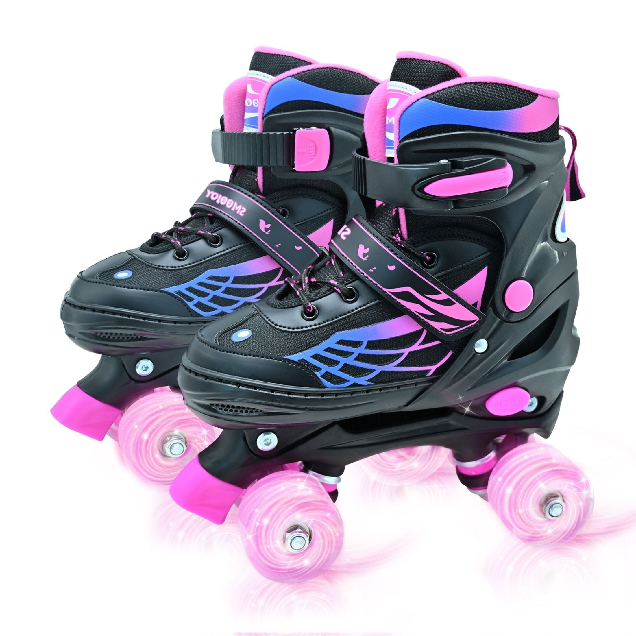 JZY Kids Adjustable Roller Skates with Light-Up Wheels - Beginner ...