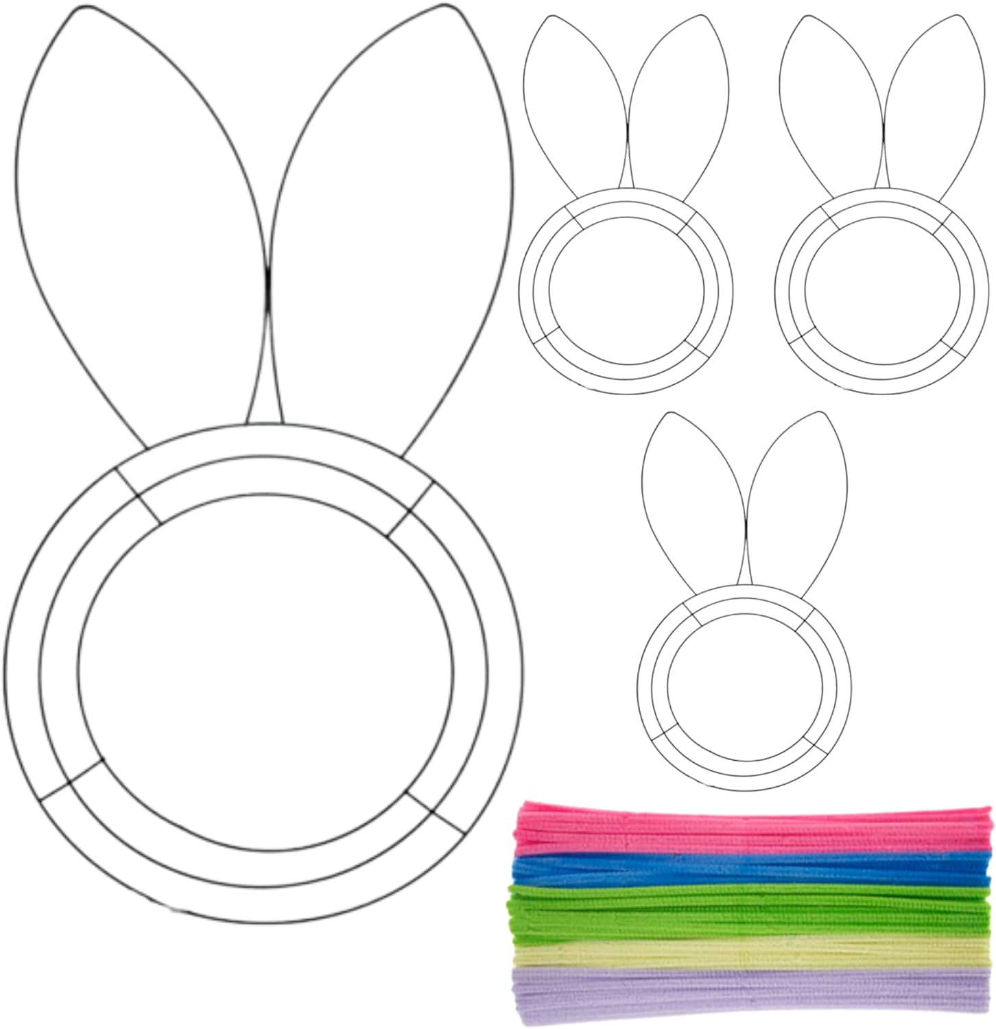 Ja Cor (4) Metal Wire Wreath Frame Form Rabbit Shaped(9.5x17.38 in ...