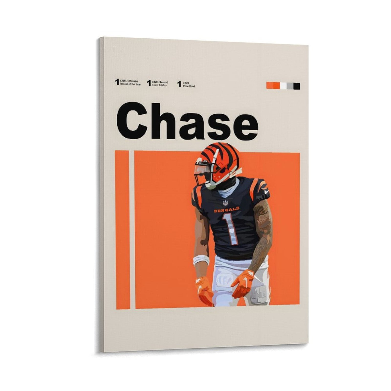 Ja'Marr Chase Football Wide Receiver Athlete Art Poster Boys Room Decor ...