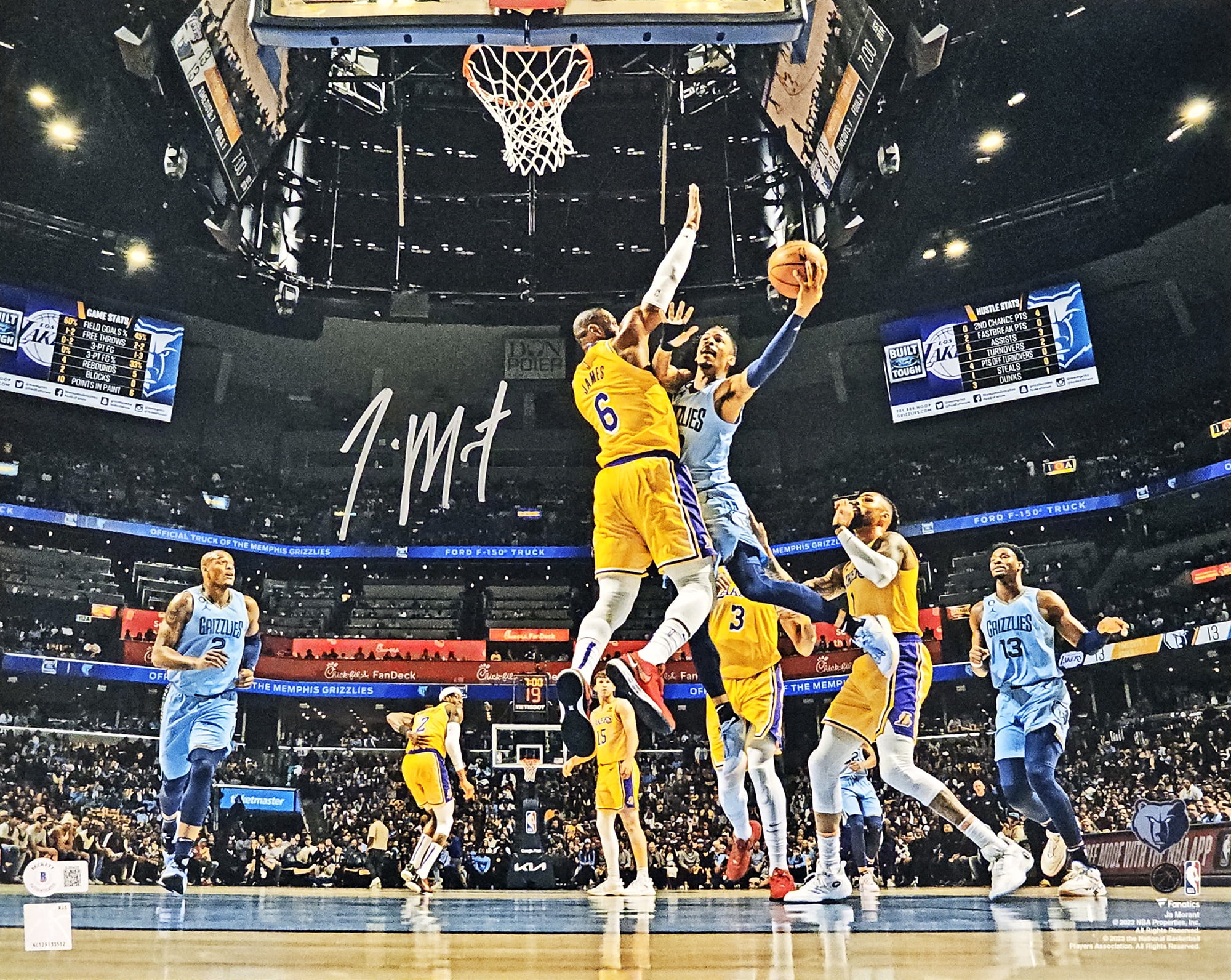 Ja Morant Autographed 16x20 Photo Memphis Grizzlies vs. LeBron James ...